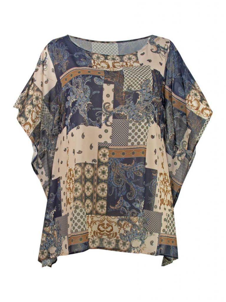 Sophia Curvy Tunika 2-lagig blau-sand - Curvy by BiNA große Größen Mode